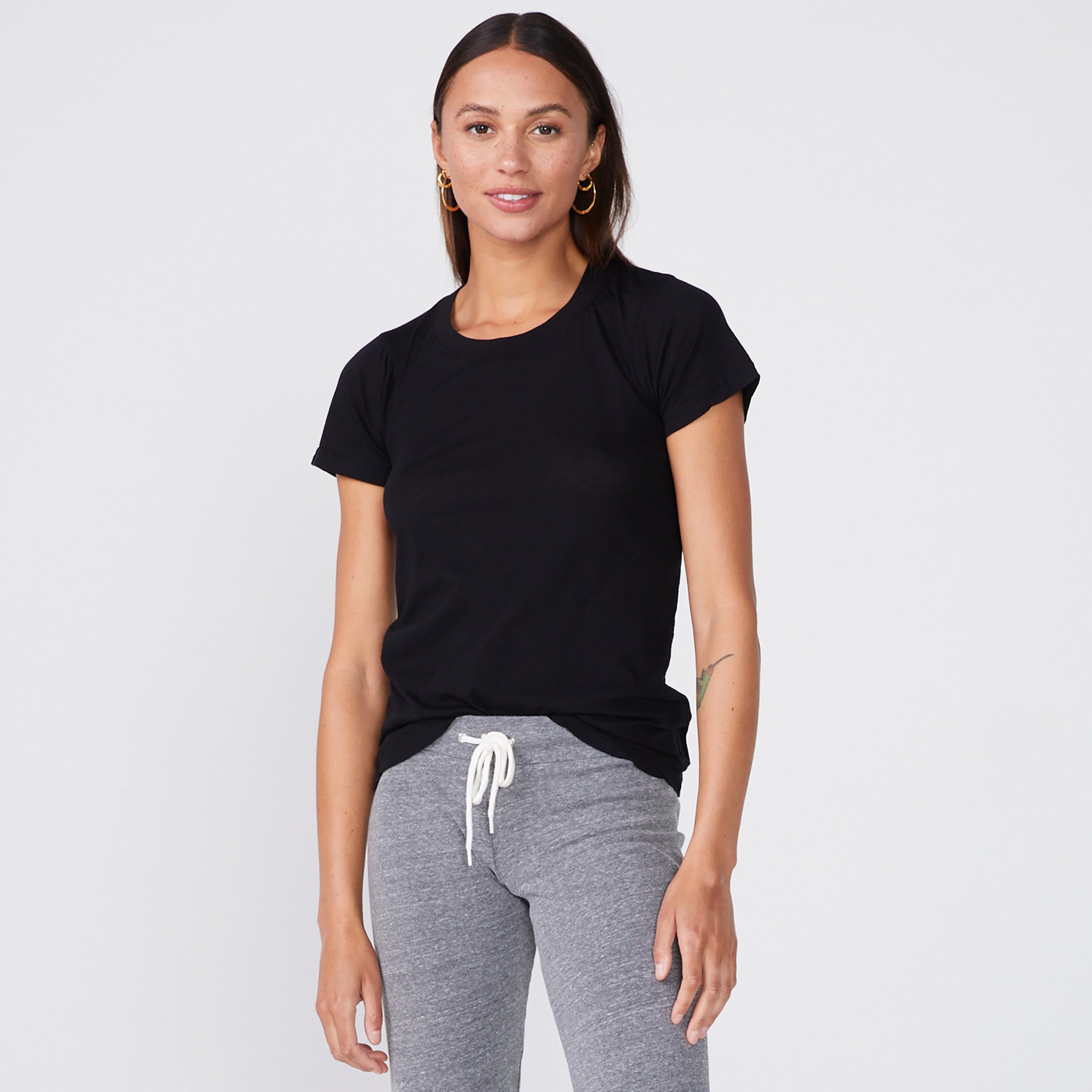 Tissue Fitted Crew Neck Tee - Black Color – MONROW